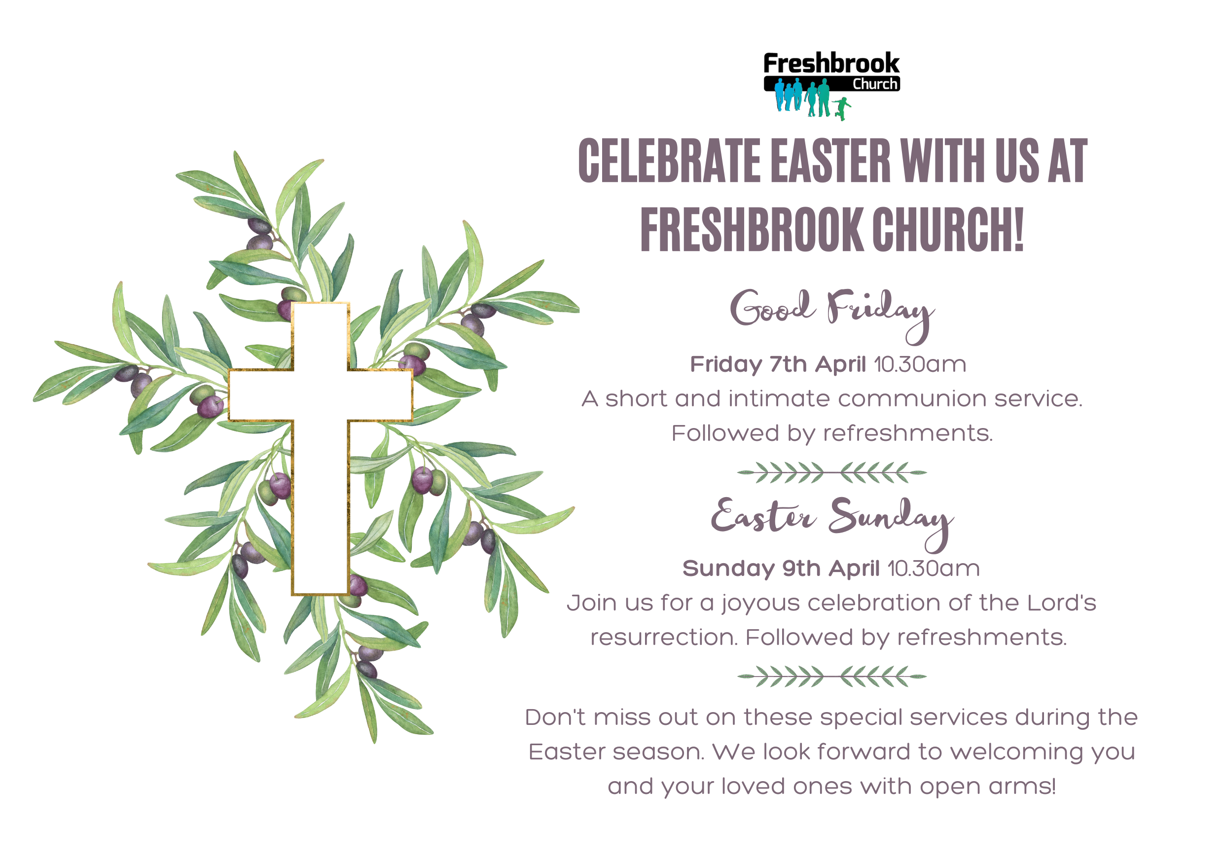Easter Services at Freshbrook Church – Freshbrook Church